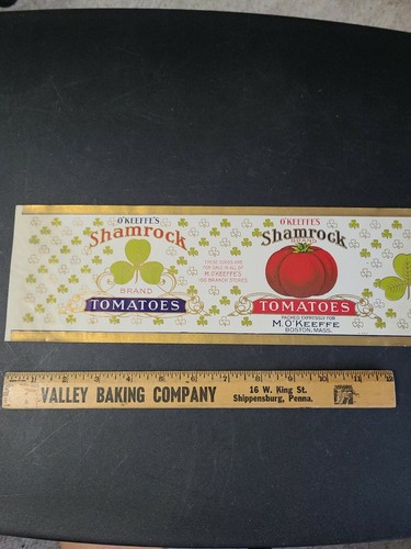 Vintage Early NOS Produce Label O'Keefe Shamrock Tomatoes | eBay