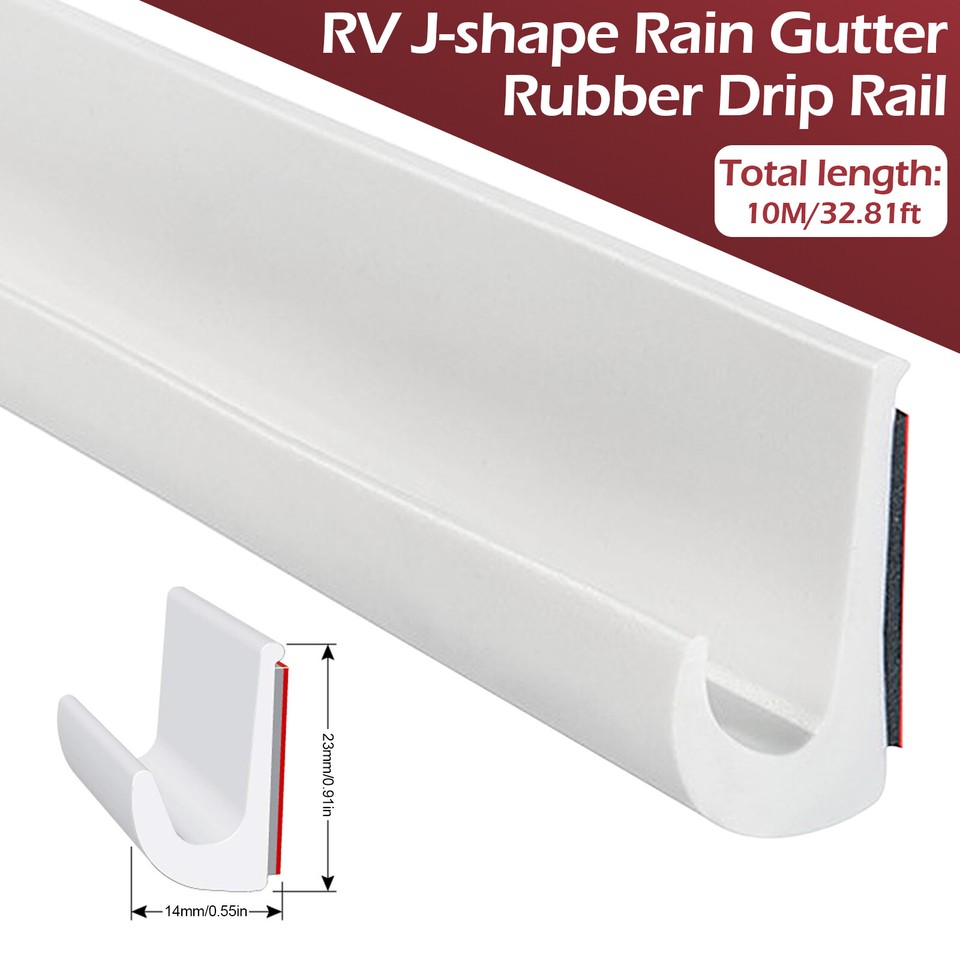 1m-20m RV Rain Gutter PVC Self Adhesive J Shape For Truck RV Boat Van ...