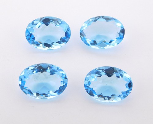 10x14 MM Lab Created Blue Topaz Oval Cut Loose Gemstone 18.60 Cts 4 Pcs ...