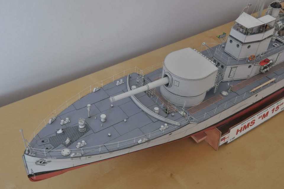 1:100 British Royal Navy HMS M15 M15-class monitor DIY Handcraft Paper ...