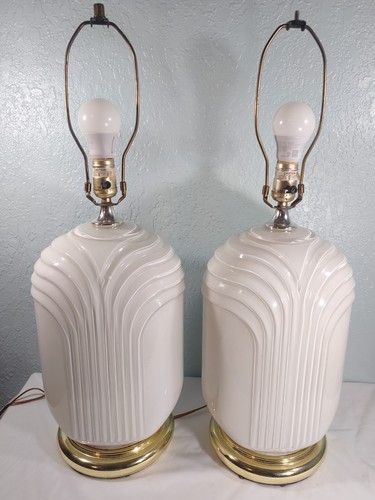 Vintage Post Modern Art Deco Revival Wave Shell Lamp Base 20" 80s 90s ...