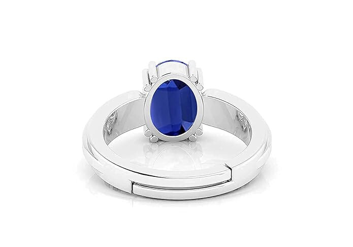 12.00 Carat Certified Blue Sapphire Ring (Nilam/Neelam Stone Silver ...