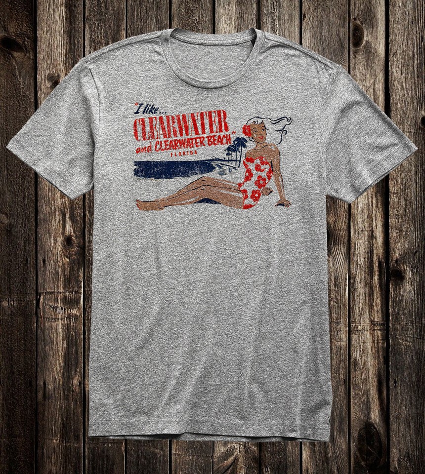 Retro Travel Tee T Shirt Vtg Tourist State Florida Clearwater Beach ...