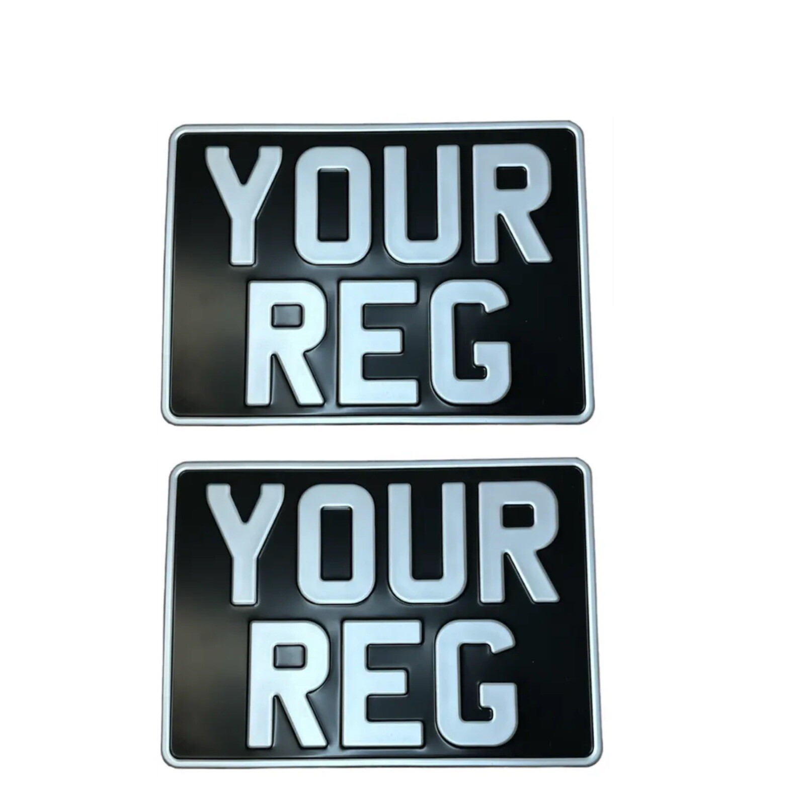 Car Number Plate Classic 11x8 Metal Pressed Classic Black/ Silver MOT ...