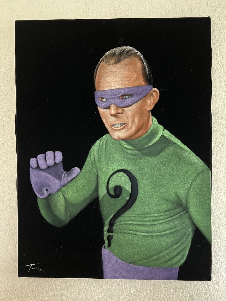 The Riddler classic villain 1960's Frank Gorshin black velvet oil ...