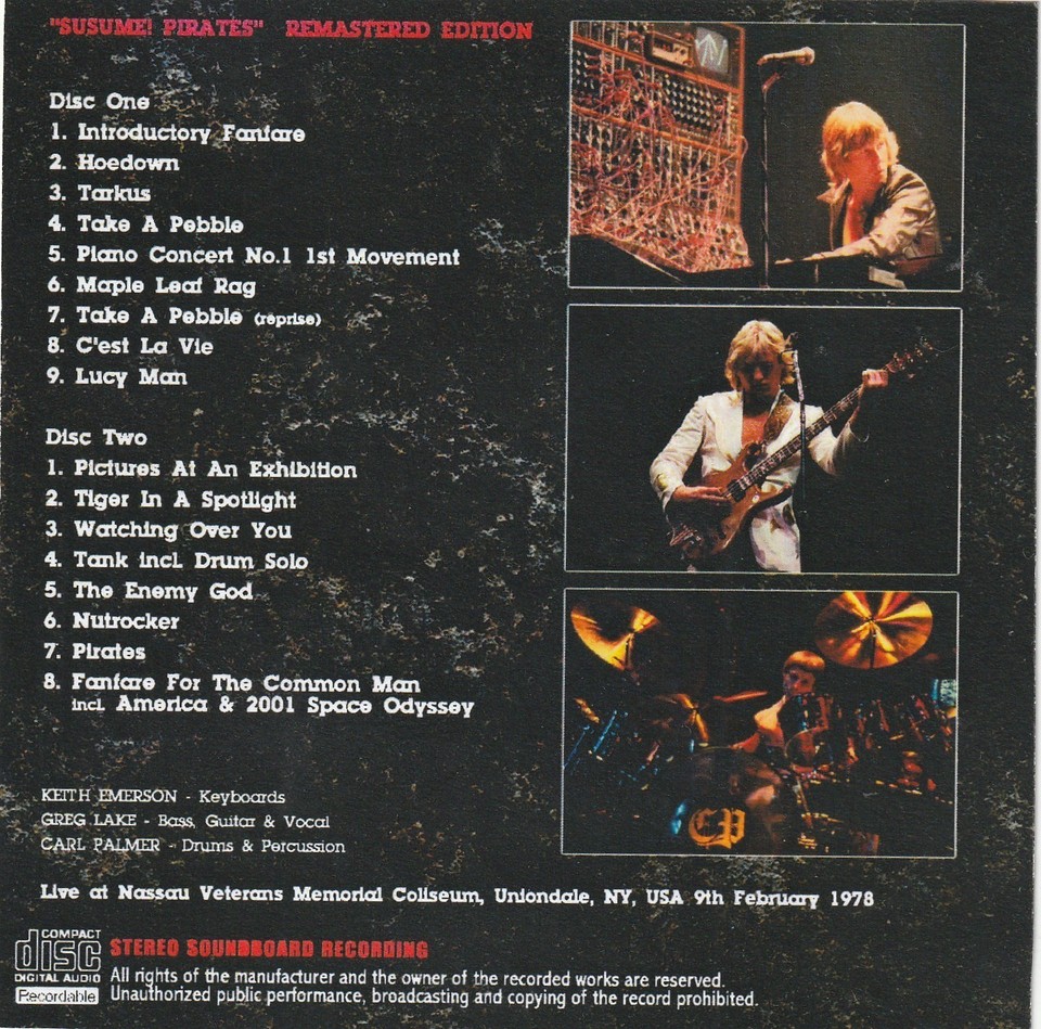 EMERSON, LAKE & PALMER - NASSAU COLISEUM 1978. SUSUME PIRATES ...