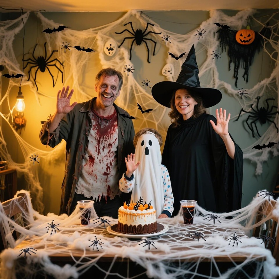 2200 Sqft Super Stretch Cobwebs with 100 Fake Spiders 24 Bats, 2200 Sq ...