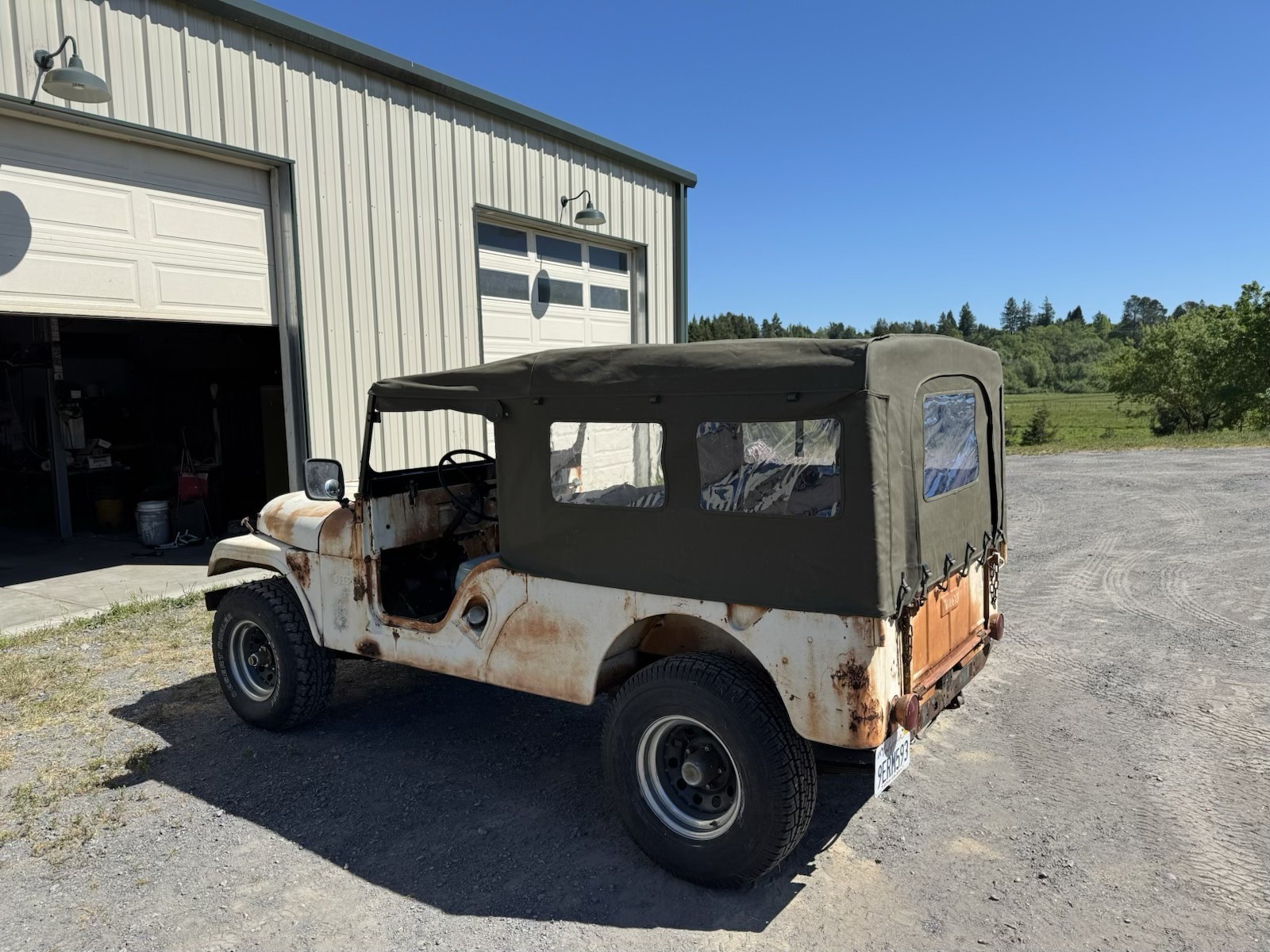 Soft Top For Willys Jeep CJ6 +Frame+Door Frame- Olive Green/Black | eBay