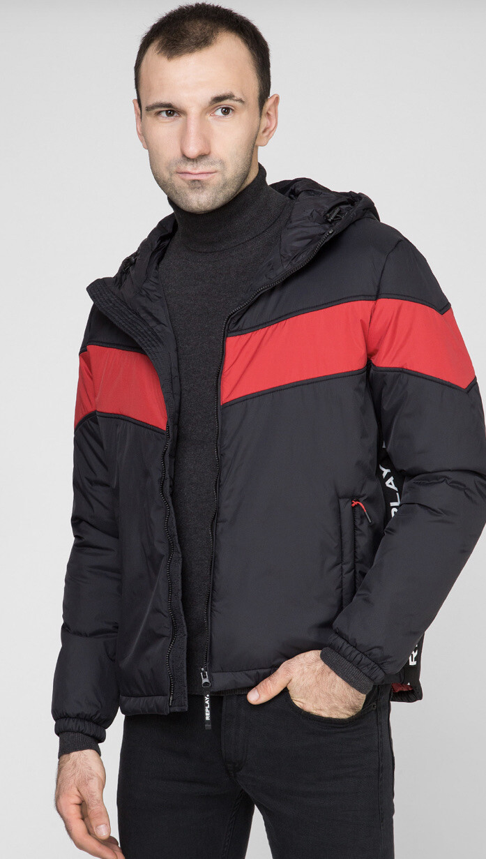 Replay Padded Windbreaker Contrast Stripe Jacket Mens Size XL REF CL19 ...