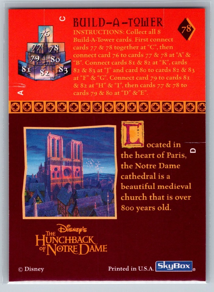 1996 Skybox The Hunchback of Notre Dame Build A Tower Card #78 | eBay