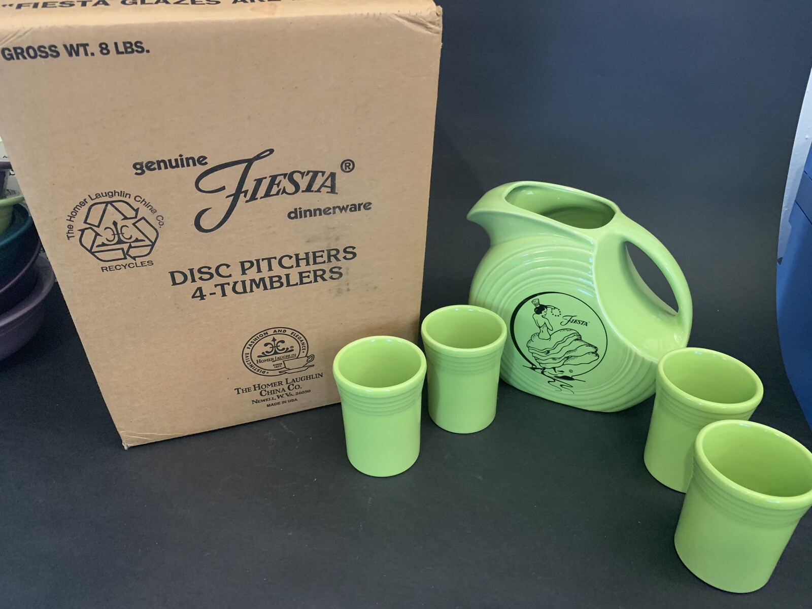 Post 86 Fiesta ☆ Chartreuse ☆ Disc Pitcher Set & Tumblers ☆ DANCING ...