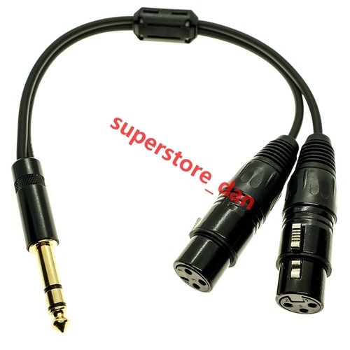 6.35Mm 1/4Inch TRS Male Plug To 2 Dual XLR Female Stereo Unbalanced Y ...