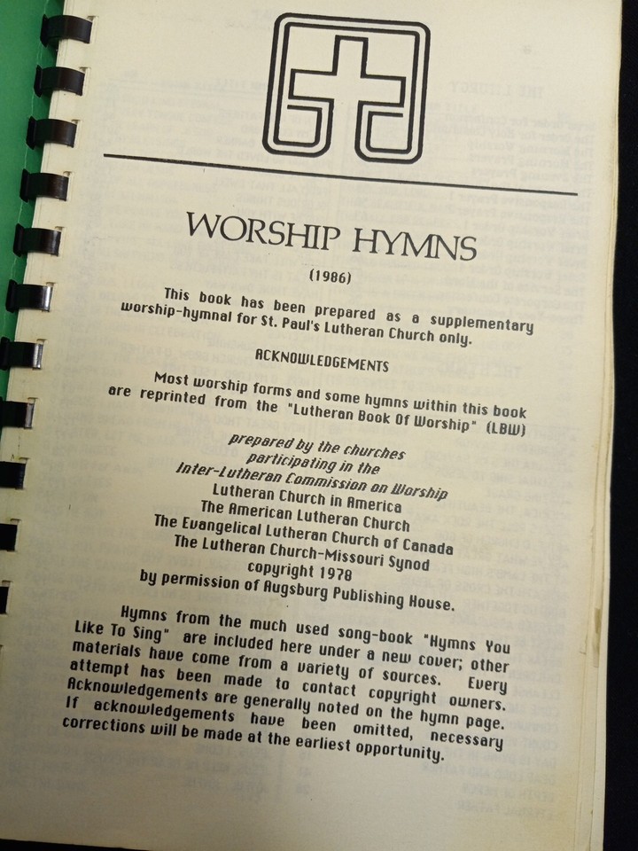 THE LUTHERAN BOOK OF WORSHIP HYMNAL 1978 Augsburg Songbook Song Book ...