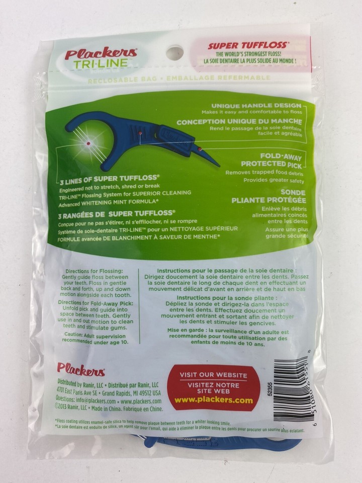 10 X PLACKERS TRI-LINE DENTAL FLOSSERS 50 COUNT DENTAL FLOSSERS ...
