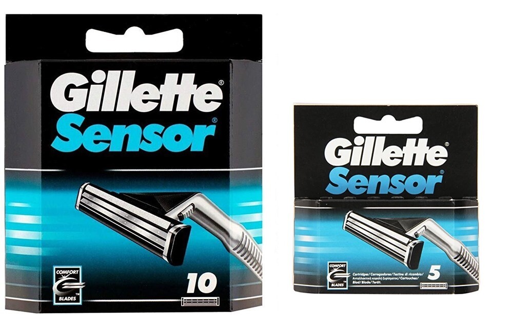 10 Gillette Sensor Razor Blades Cartridges Refills Shaver Handle Fit ...