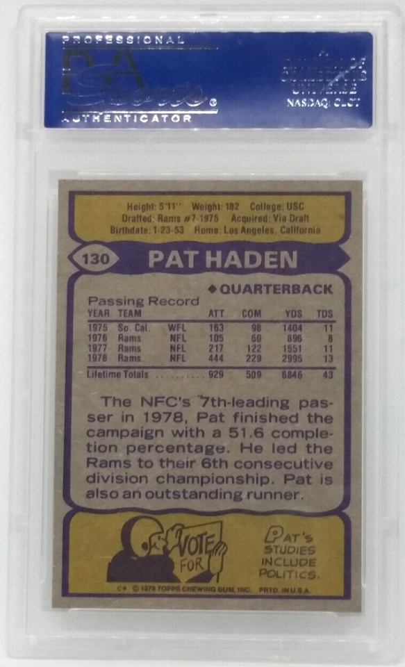 1979 Topps #130 Pat Haden Card - Graded PSA 9 Mint | eBay