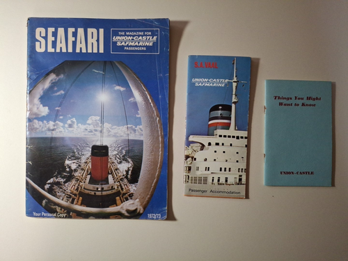3xUnion-Castle Safmarine items- S.A.Vaal Booklet + SEAFARI Magazine ...