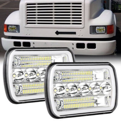 For INTERNATIONAL 4700 4900 8100 9900 9900I Pair 7x6" 5x7'' LED ...