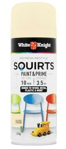 White Knight PAINT & PRIME SQUIRTS 310g SPRAY,Acrylic Enamel Formula ...