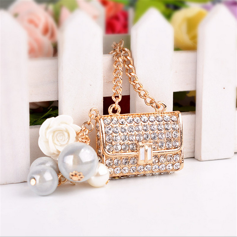 Flower Crystal Rhinestone Keyring Keychain Pendant Bag Purse Car Key ...
