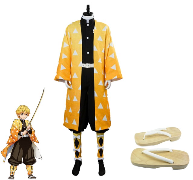 Demon Slayer: Kimetsu no Yaiba Agatsuma Zenitsu Cosplay Costume Kimono ...