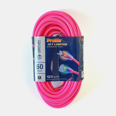 50' 12 Gauge Fluorescent Pink Extension Cord w Lighted Single Outlet | eBay