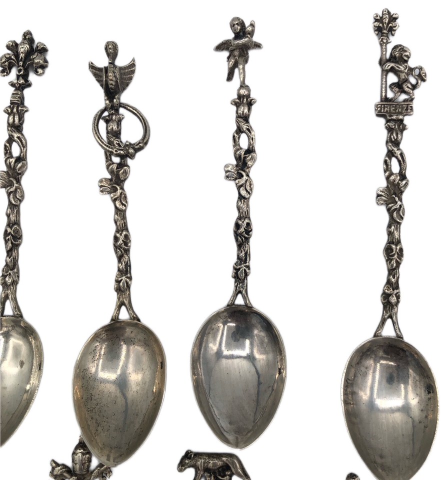 Set 11 Italian 800 Silver Demitasse Figural Souvenir Spoons Made in ...