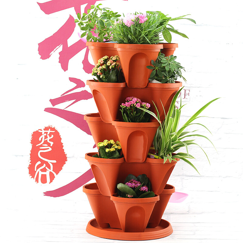 Easy Stacked Garden Planters 7 Tier Stackable Planter For