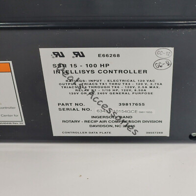 New INGERSOLL RAND SSR15-100HP 39817655 120VAC 3.75A UNMP Controller ...