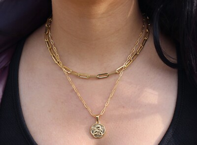 18k Gold Filled Link Necklace -Gold Necklace Women-Link Chain Necklace ...