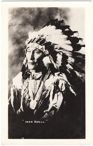 real photo " Iron Shell " Native American Indian Chief 1940s postcard ...