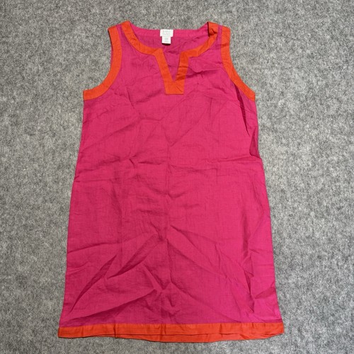 Sigrid Olsen Linen Dress Womens Medium Split Neck Resort Beach Pink ...