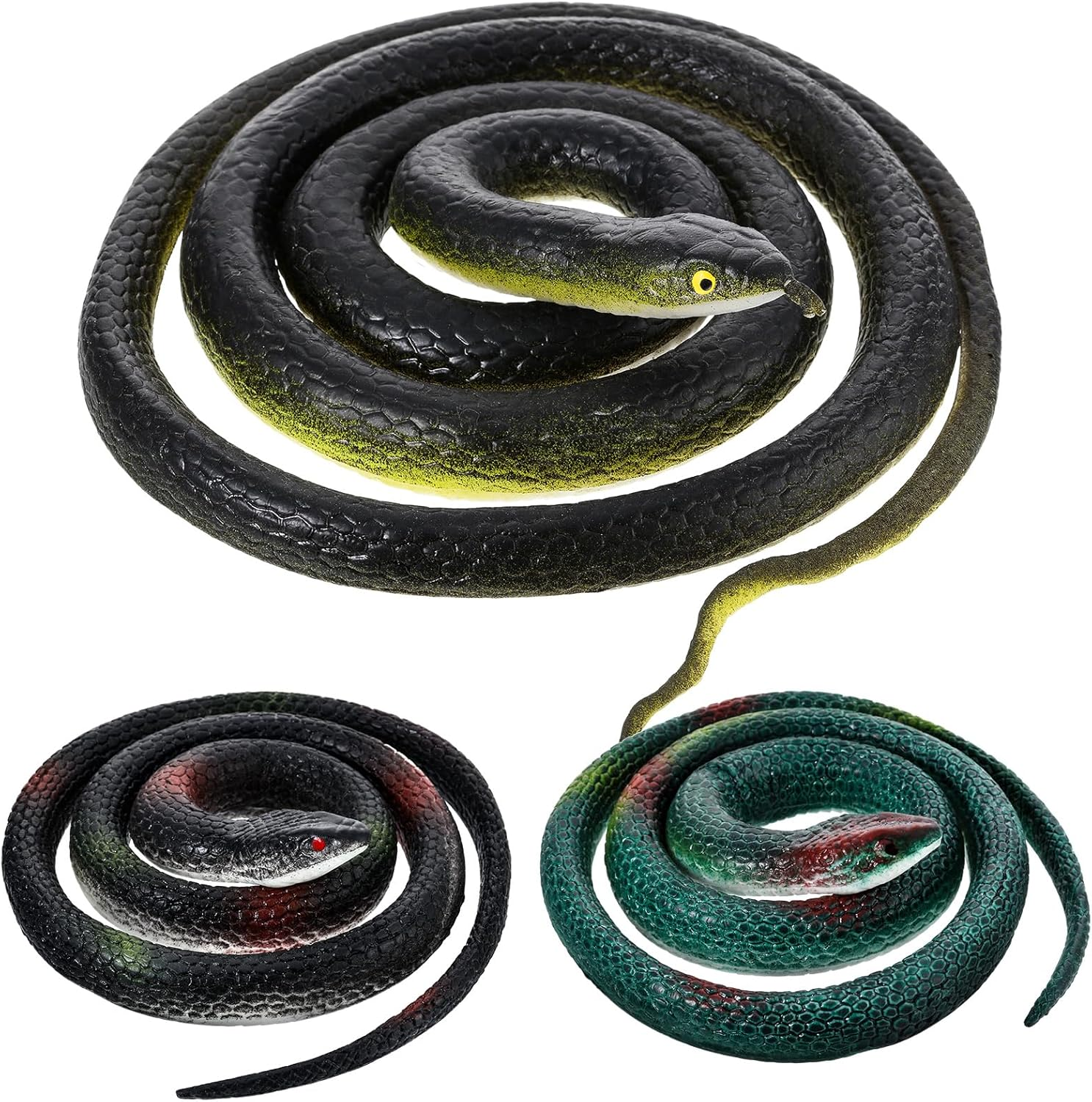 3 Pack Realistic Rubber Snakes Fake Garden Snake Bird Squirrel Prank ...