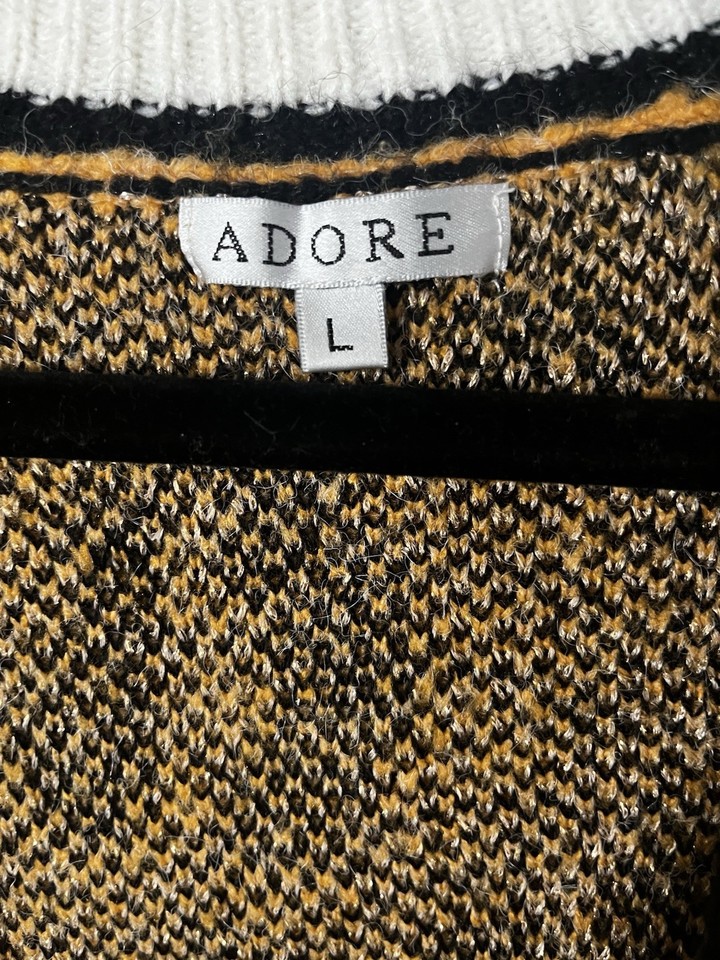 NWOT~Adore~Womens Front Open Long Cardigan Sweater Animal print sz L ...