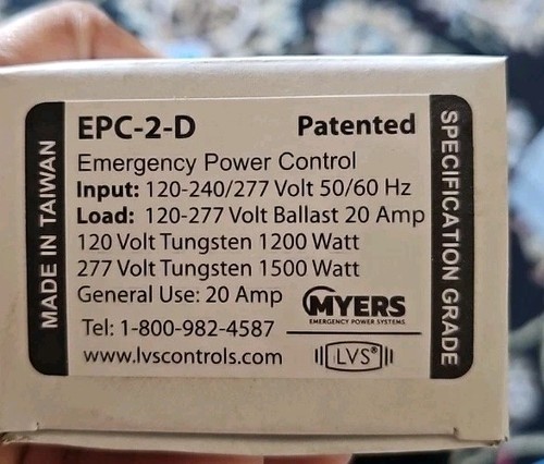 LSV (Myers) Controls Emergency Power Control Model# EPC-2-D | eBay