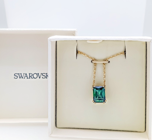 NEW Authentic SWAROVSKI Gold Chain Green Crystal Pendant Matrix ...