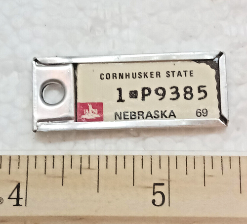 1969 DAV Nebraska Cornhusker License Plate Key Chain FOB Tag - 1-P385 ...