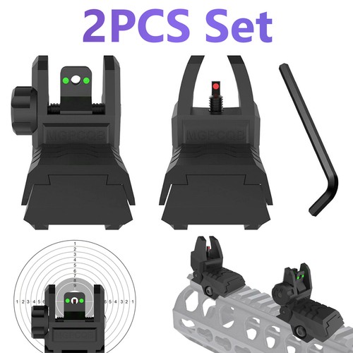Tactical Folding Back Up Iron Sight Picatinny Rail Flip Up Front Rear ...