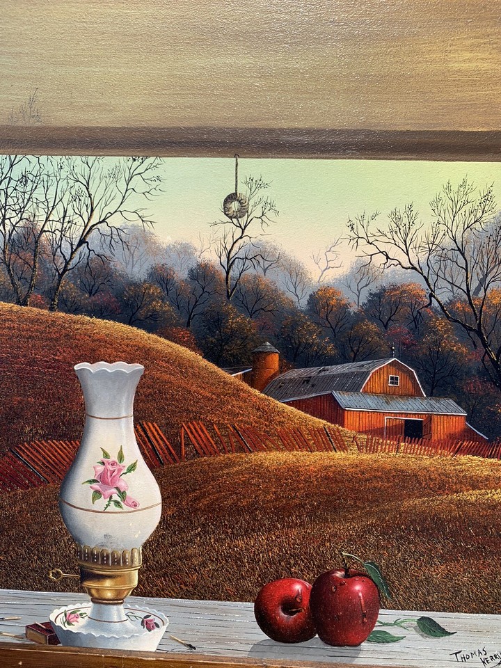 Original NY Artist Thomas Kerry Oil On Masonite Apples Still Life Barn ...