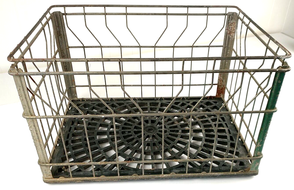 Vintage Alta Dena Dairy Metal Wire Milk Crate Carrier Light Plastic ...