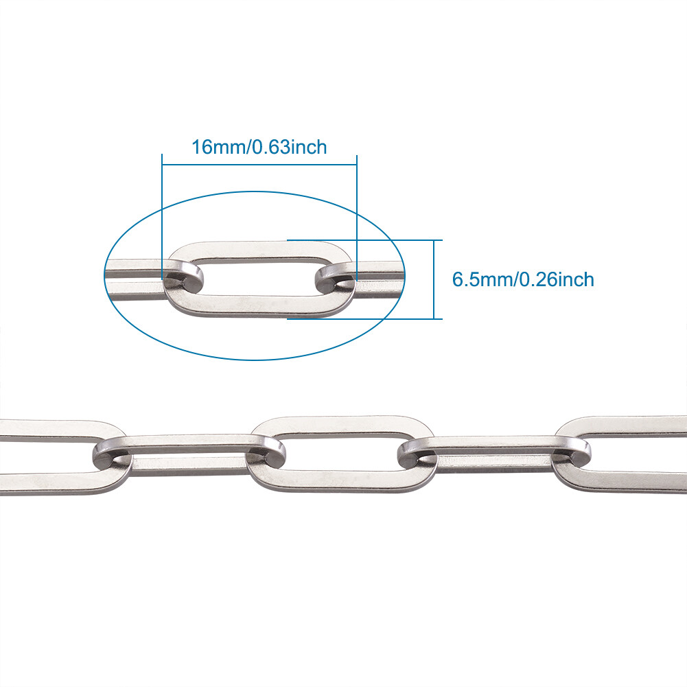 1 Roll 304 Stainless Steel Paperclip Chains Unwelded Drawn Cable Chains ...