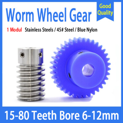 1 Modulus Plastic Nylon Worm Gear Wheel 15T - 80T & A B L Steel Worm ...