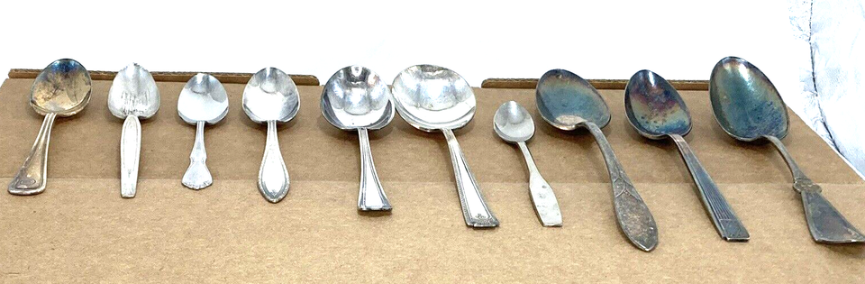 preowned, 10 pcs, odds and ends, silverplate spoons, different sizes ...