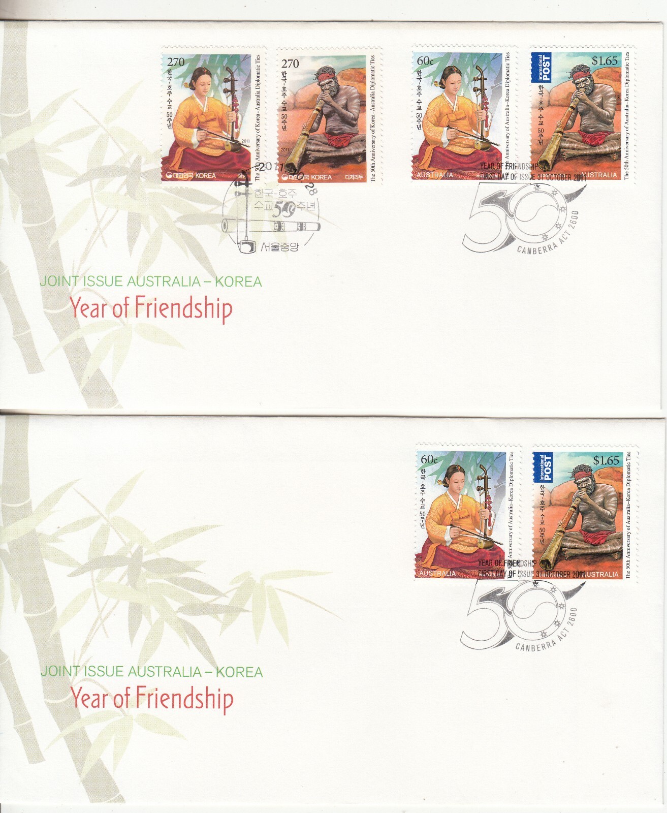 2011 Australia-Korea joint issue sets of stamps on First Day Covers | eBay