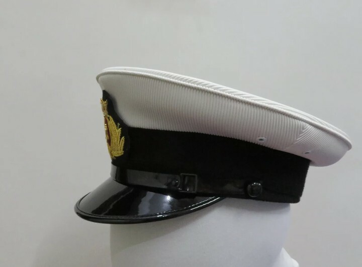 Merchant Navy officer peak cap /Hat water resistant pvc fabric grained ...