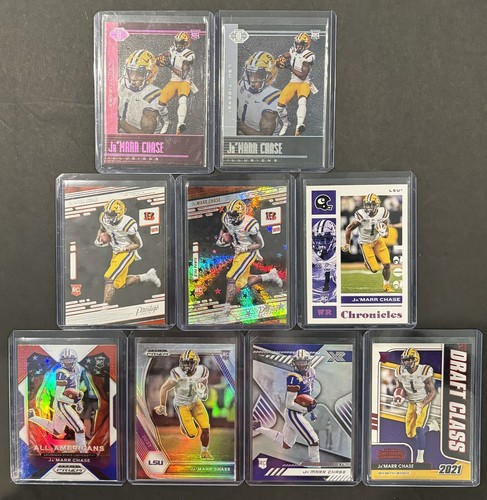 Lot of 9 JaMarr Chase NFL Rookie Cards - LSU Uniform - NM/MINT & All ...