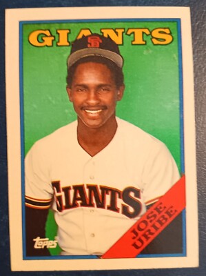 Jose Uribe 1988 Topps Error Card (Wrong DOB) San Francisco Giants #302 ...