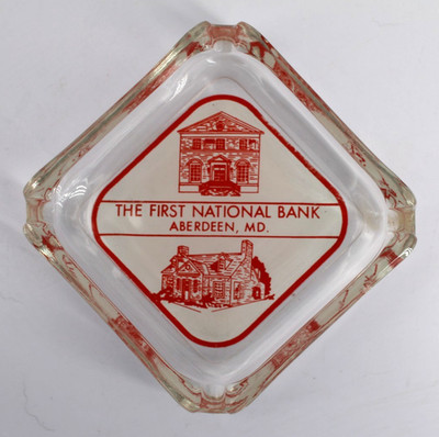 Vintage Marketing Glass Ashtray The First National Bank Aberdeen MD | eBay