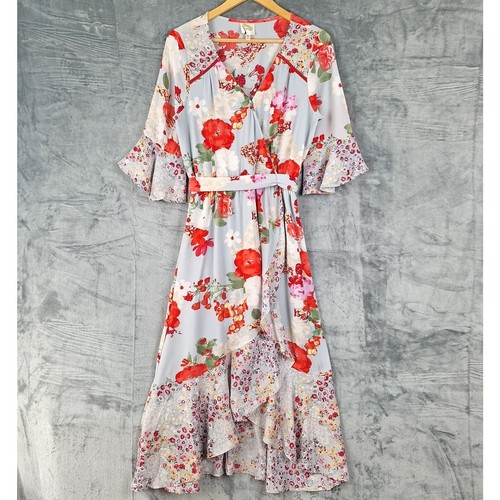 Womens Dress Medium Romantic Spring Floral Wrap Maxi Boho Chic ...