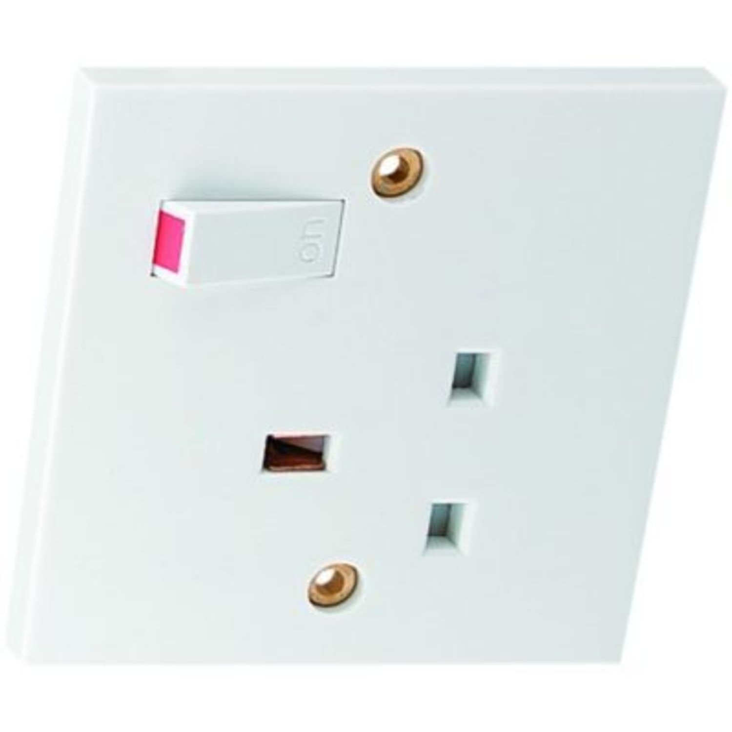 WHITE SINGLE 1 GANG PLUG ELECTRIC WALL SOCKET SWITCHED ROUNDED EDGE ...